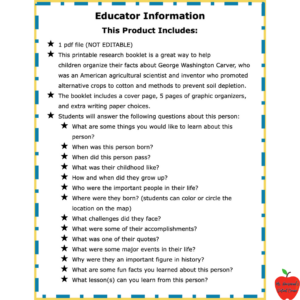 George Washington Carver | All-About Research Project Graphic Organizer ...