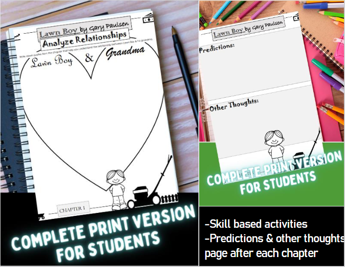 Lawn Boy Novel Study Digital Comprehension Questions Vocabulary ...