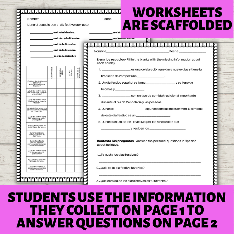 Los Días Festivos | Spanish and English | Winter Holidays and ...