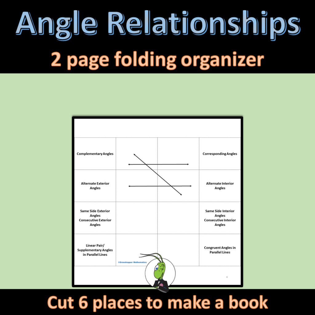 Angle Relationships Vocabulary Graphic Organizer with Bonus vocab ...