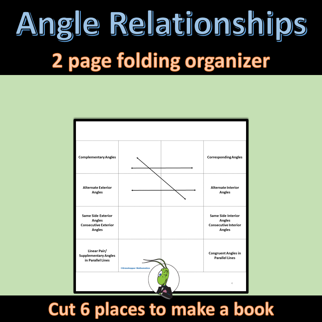 Angle Relationships Vocabulary Graphic Organizer with Bonus vocab ...