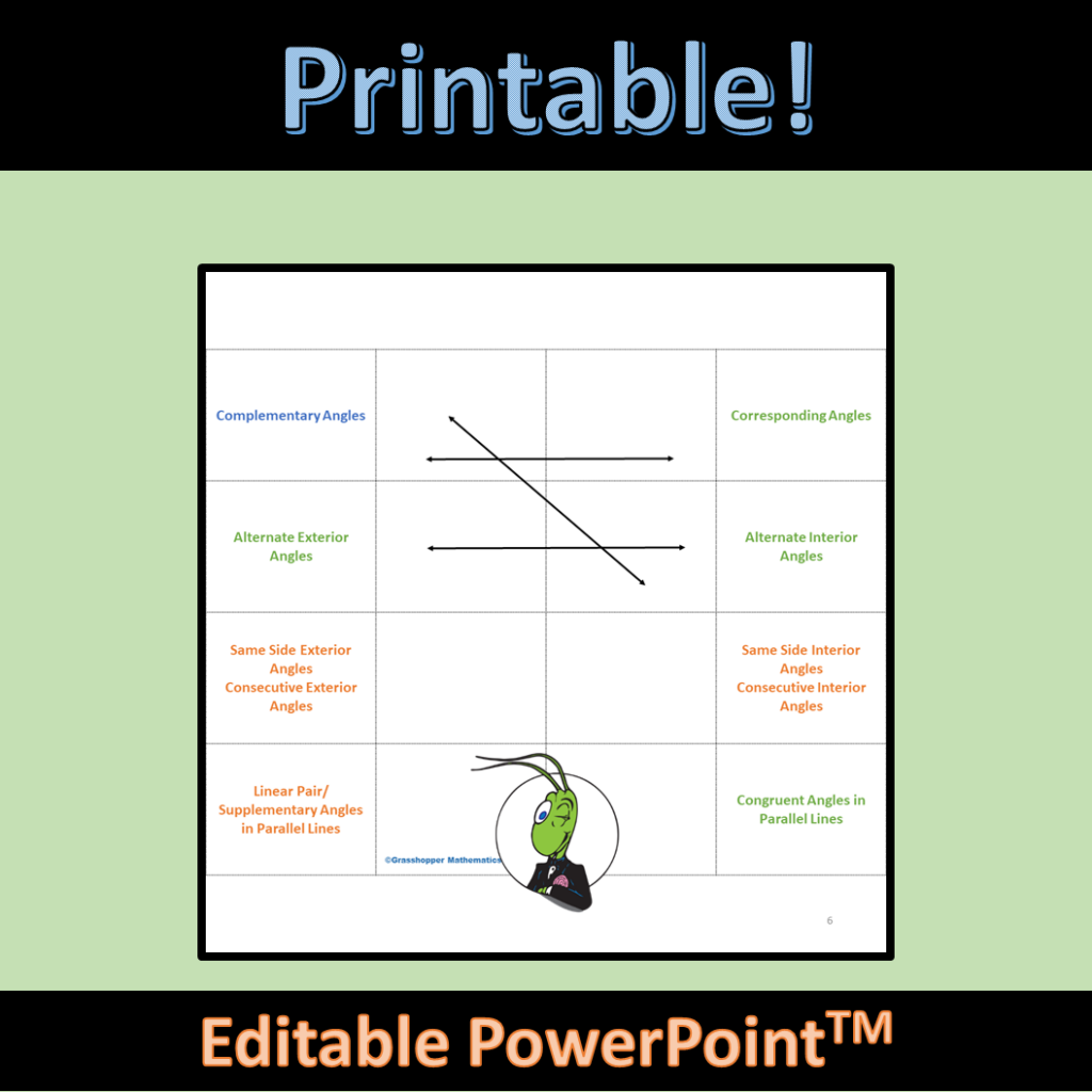 Angle Relationships Vocabulary Graphic Organizer with Bonus vocab ...