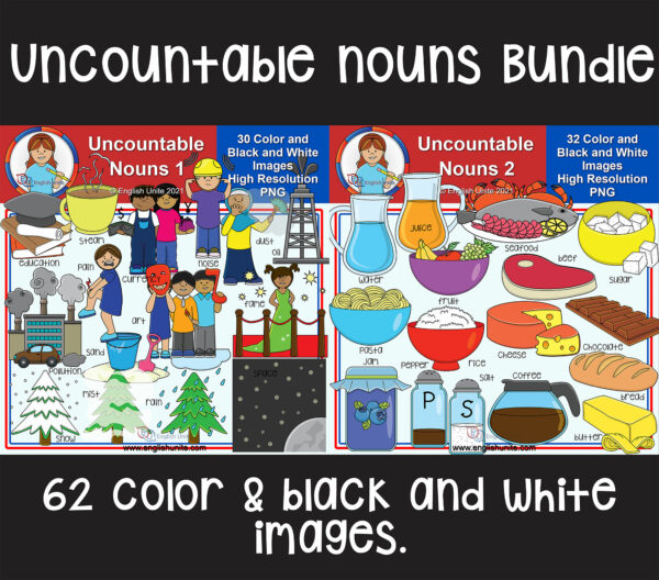 Clip Art - Uncountable Nouns Bundle | Made By Teachers