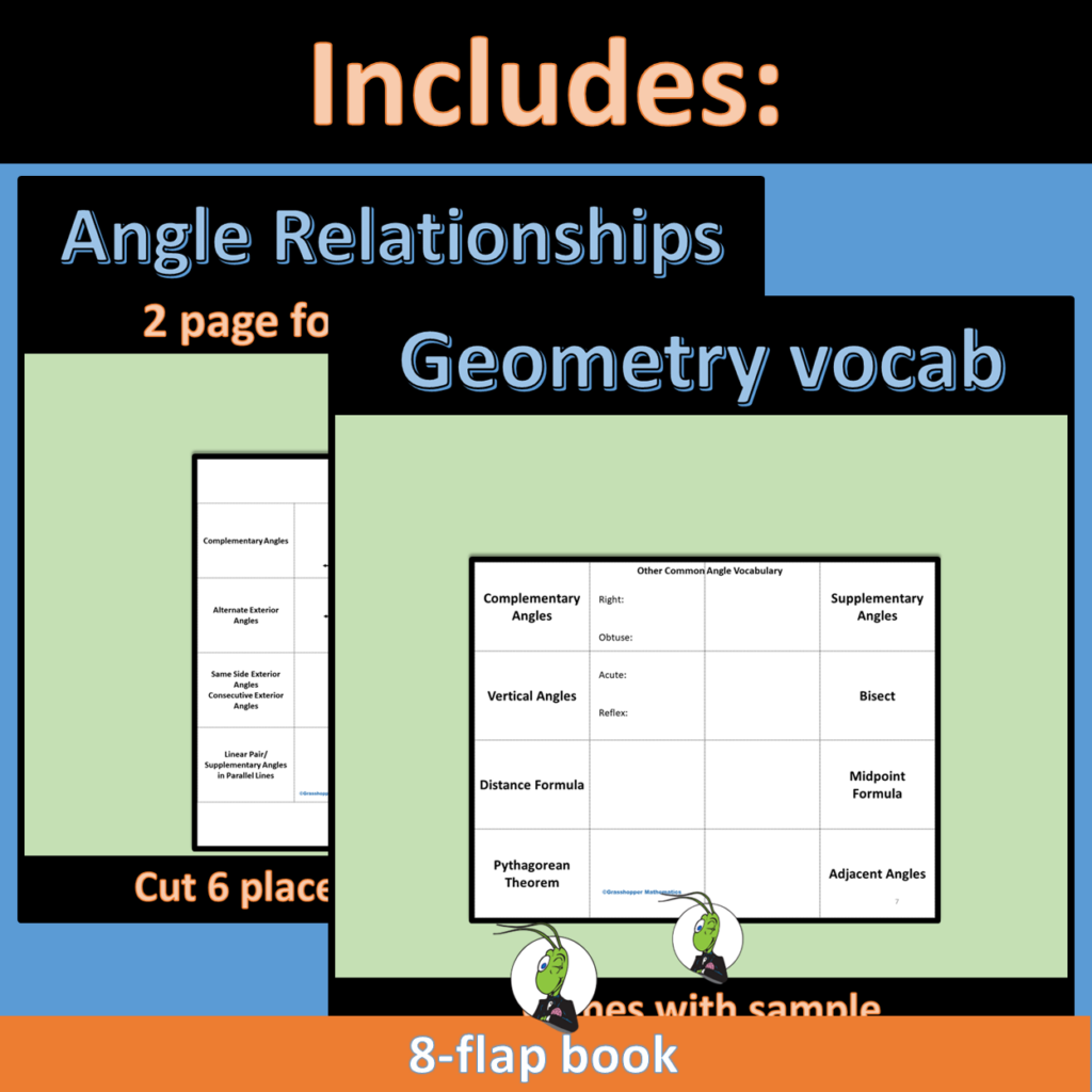 Angle Relationships Geometry Vocabulary Graphic Organizers | Made By ...