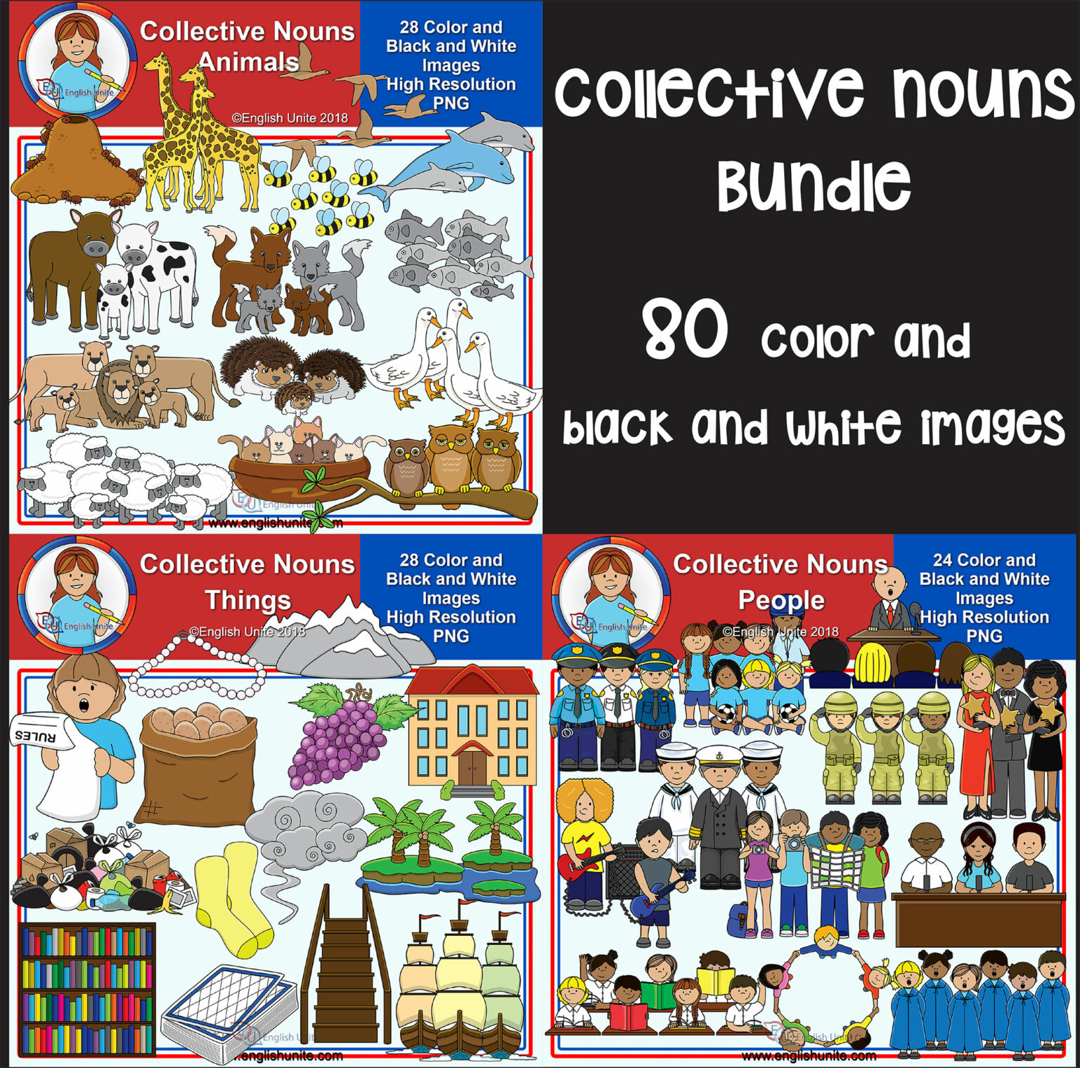 Clip Art - Collective Nouns Bundle | Made By Teachers