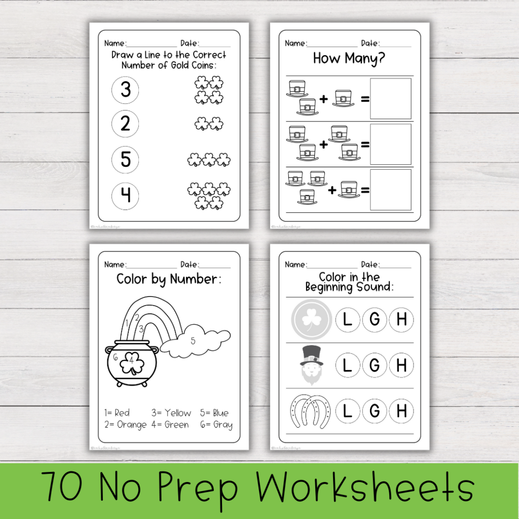 St. Patrick's Day No Prep Worksheets for Preschool and Kindergarten ...