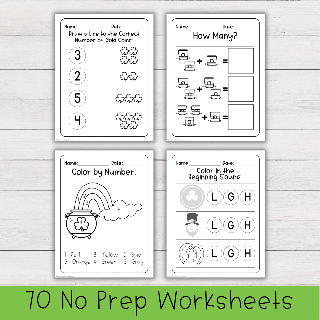 St. Patrick's Day No Prep Worksheets for Preschool and Kindergarten ...