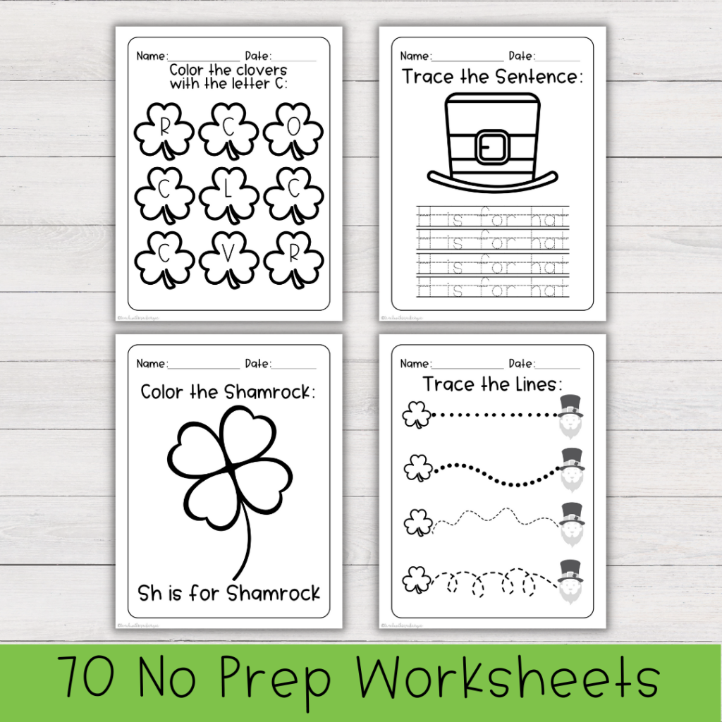 St. Patrick's Day No Prep Worksheets for Preschool and Kindergarten ...