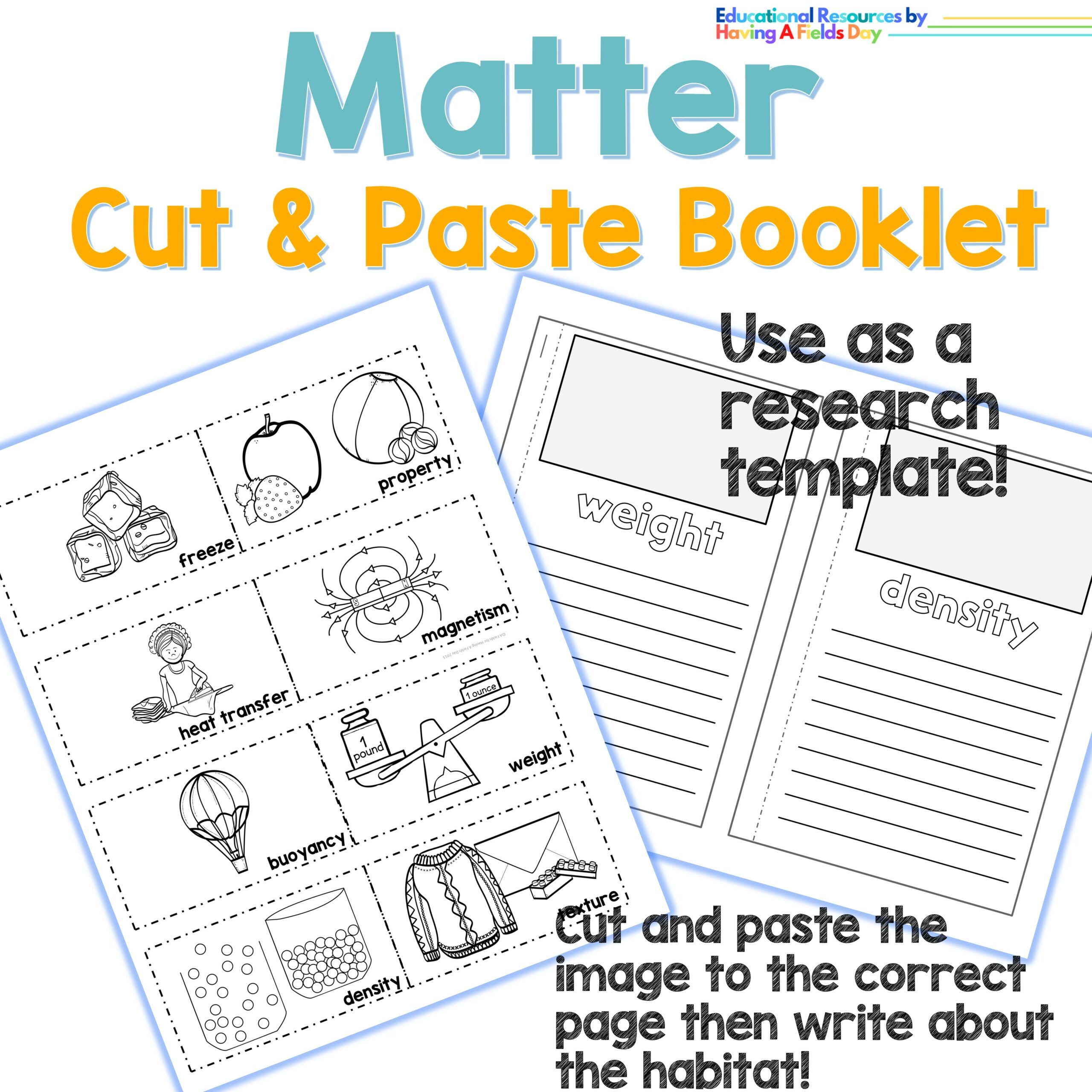 Matter Cut and Paste Matching Mini Booklet | Research Template | Made ...