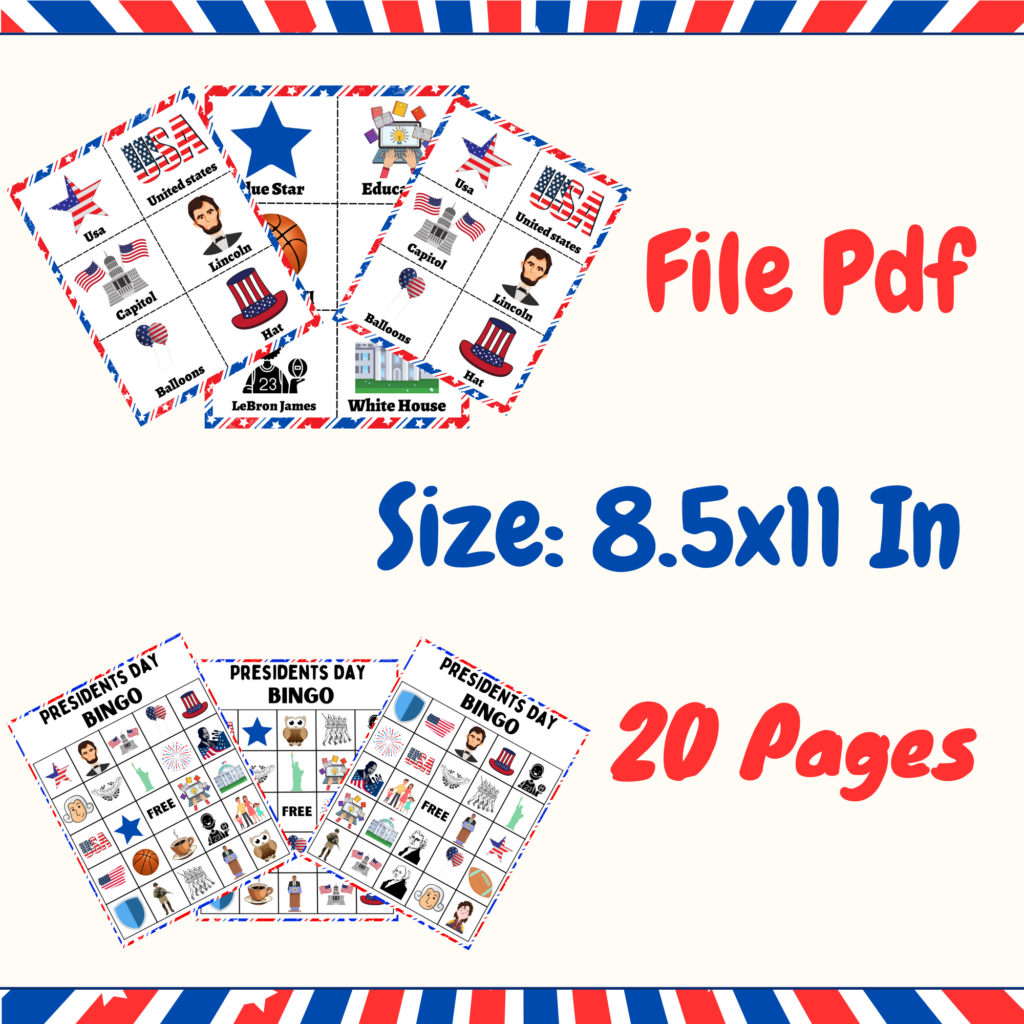 Patriotic Bingo Cards and Memory Game - Printable - Up to 30 players ...