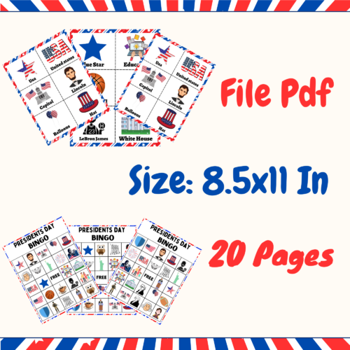 Patriotic Bingo Cards and Memory Game - Printable - Up to 30 players ...