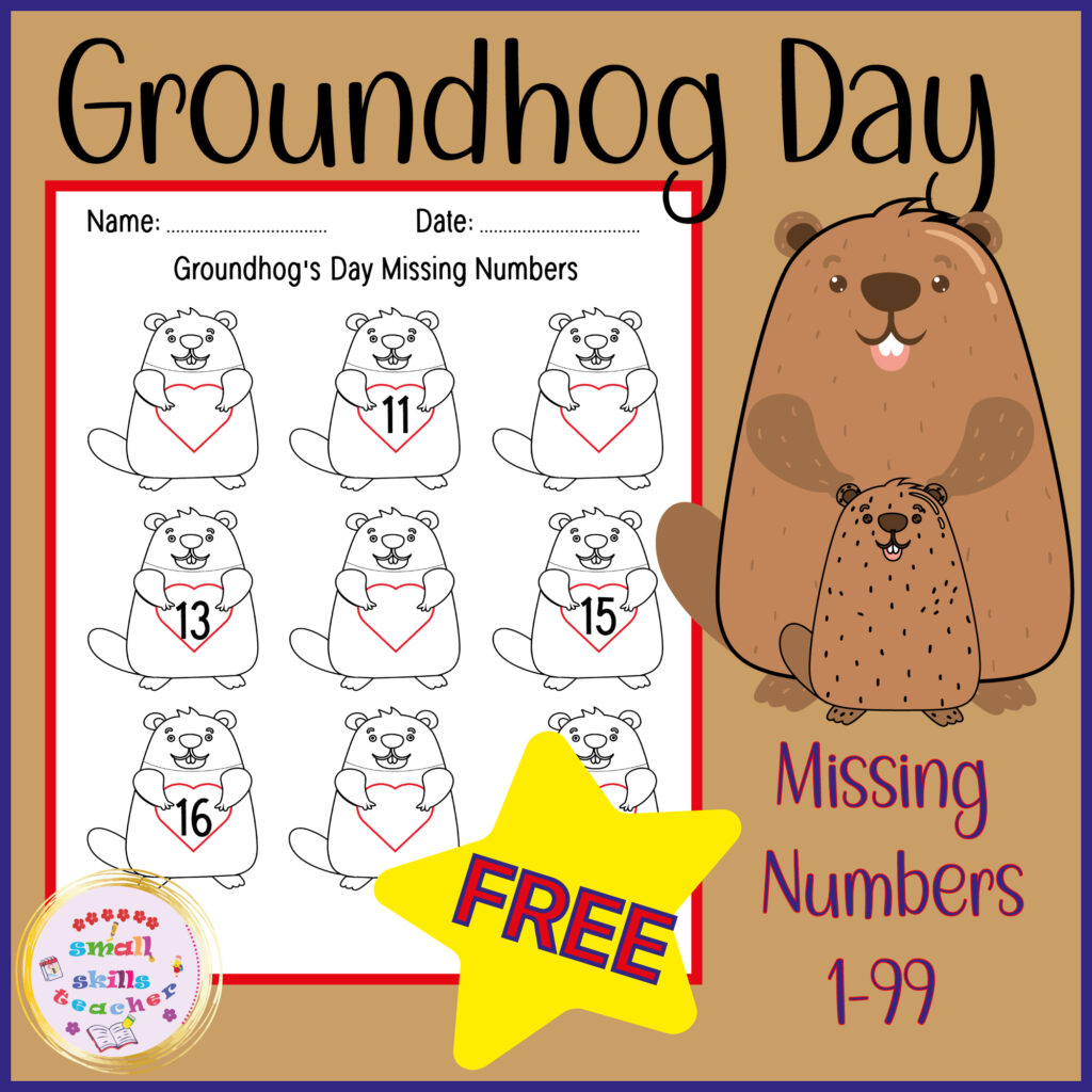 Groundhog's Day Missing Numbers | 100th day of school math pre-k | Made ...
