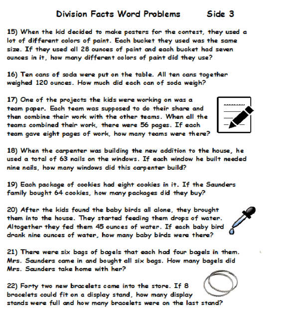 22 Word Problems for Division Facts PLUS Math Word Search (Both Items ...