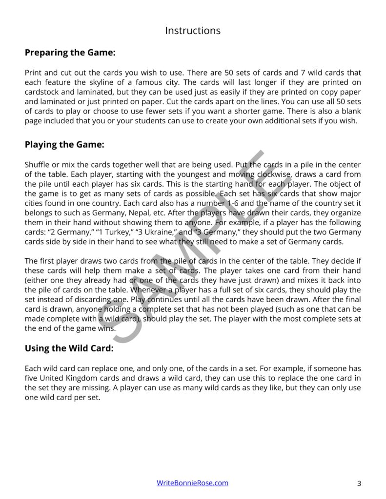 Cities of the World Geography Card Game | Made By Teachers