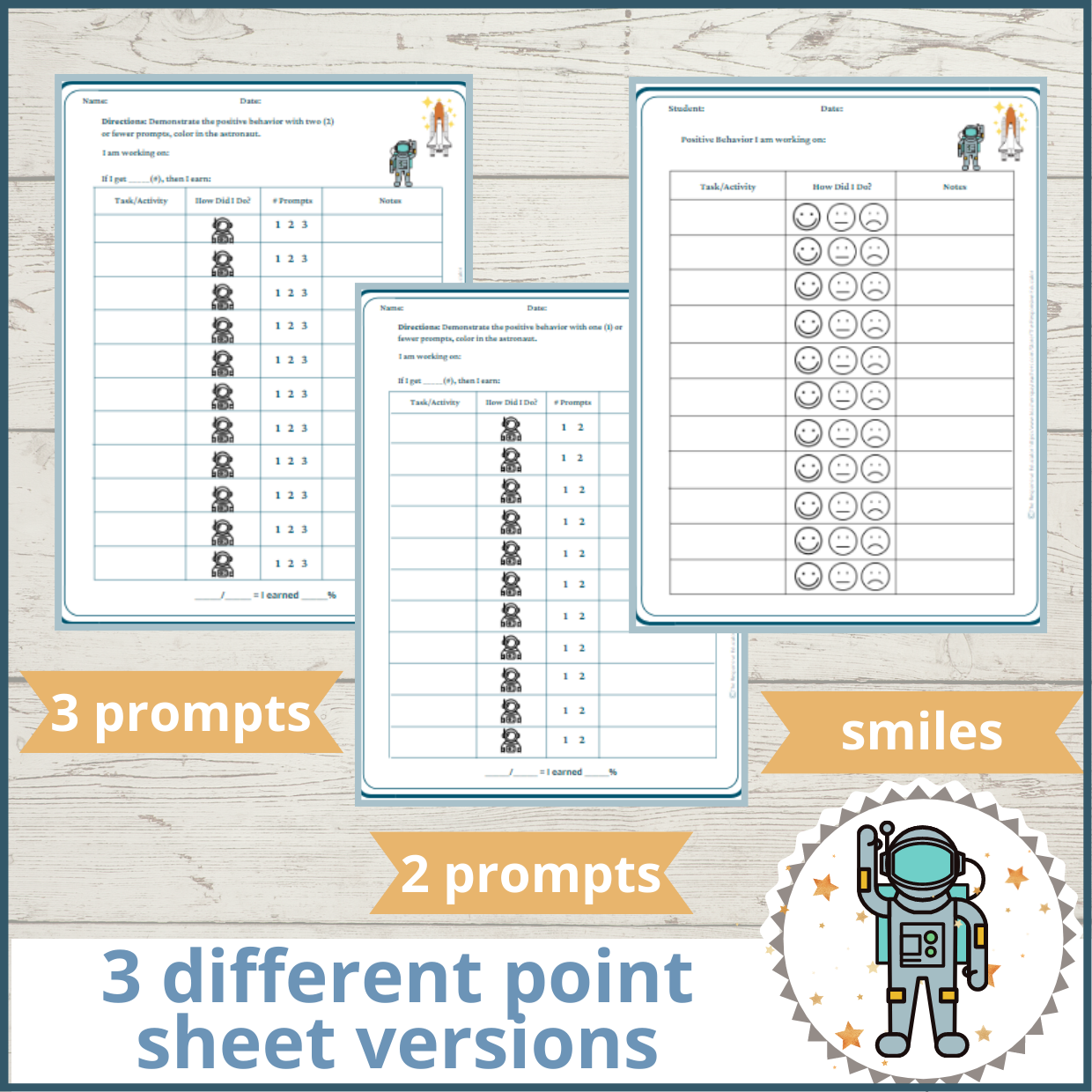 Point Sheet for Behavior- Astronaut | Made By Teachers