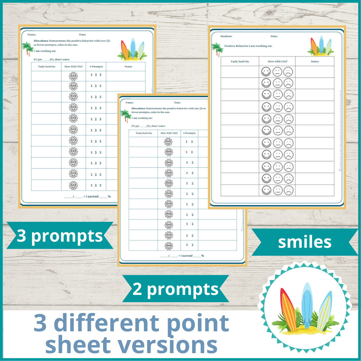 Point Sheet for Behavior- Beach | Made By Teachers