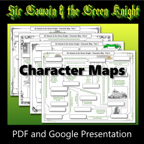 4 Character Maps for SIR GAWAIN & THE GREEN KNIGHT (Worksheets, Quiz ...