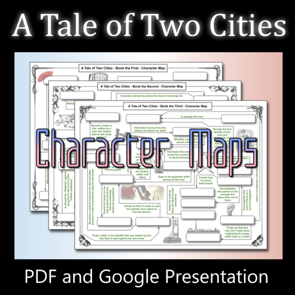 3 Character Maps for A TALE OF TWO CITIES (Worksheet, Quiz, Test) - NO ...