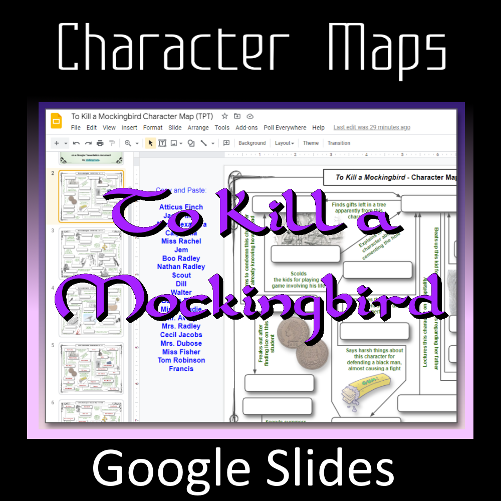 TO KILL A MOCKINGBIRD - 3 Character Maps (Quiz, Worksheet, Review, Test ...