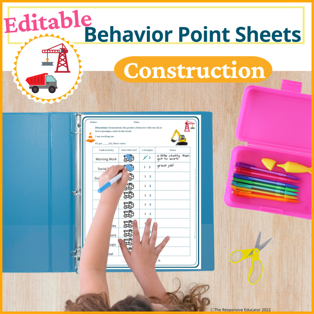 Point Sheet for Behavior- Construction | Made By Teachers