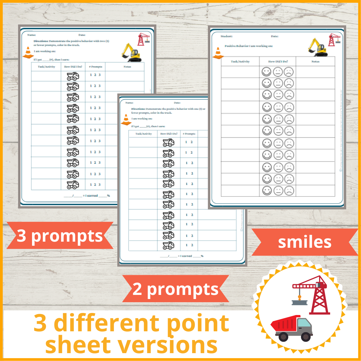 Point Sheet for Behavior- Construction | Made By Teachers