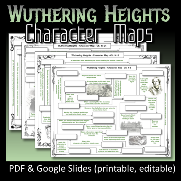 4 WUTHERING HEIGHTS Character Maps (Quiz, Worksheet, Review, Test) PDF ...