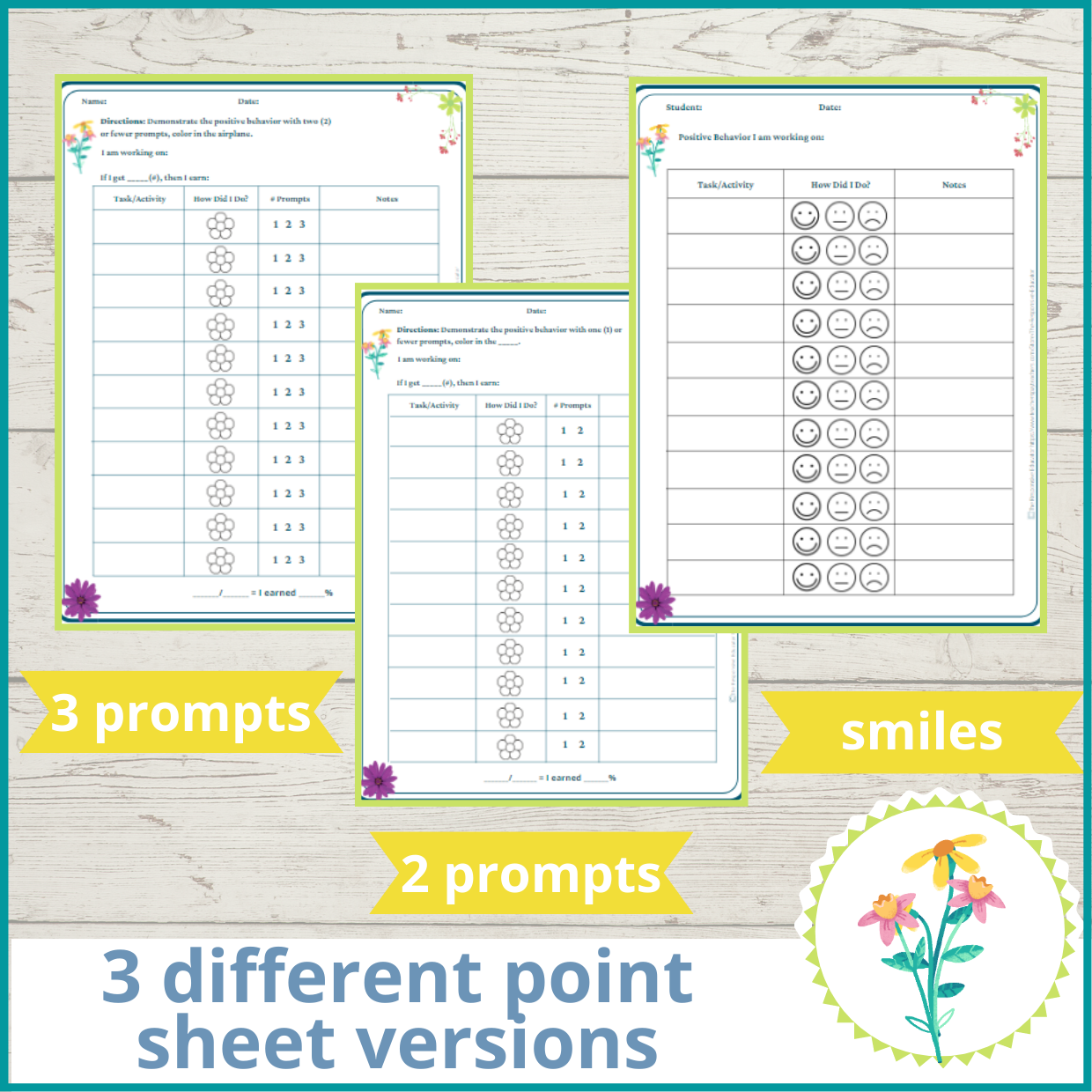Point Sheet for Behavior- Flowers | Made By Teachers