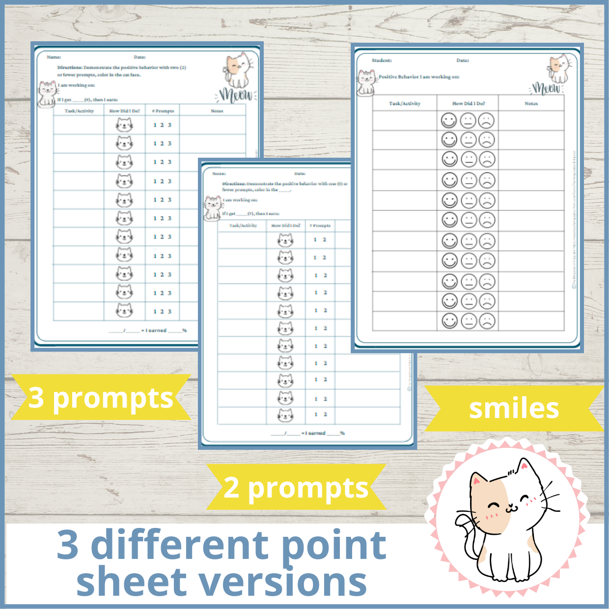 Point Sheet for Behavior- Kittens | Made By Teachers