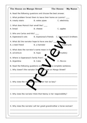 Sandra Cisneros "The House on Mango Street" worksheets | Made By Teachers