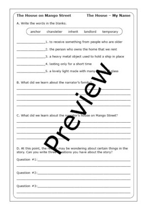 Sandra Cisneros "The House on Mango Street" worksheets | Made By Teachers