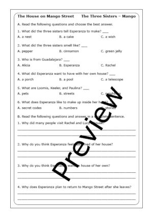 Sandra Cisneros "The House on Mango Street" worksheets | Made By Teachers