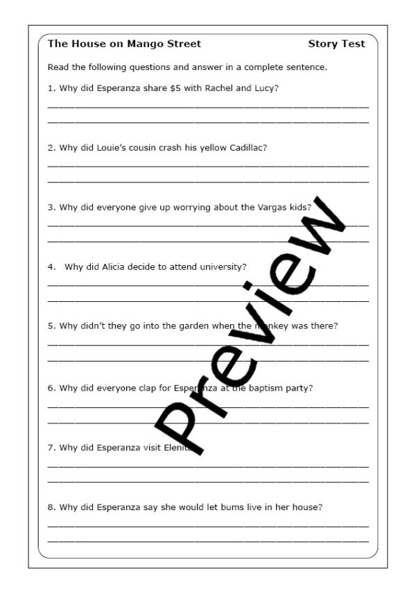 Sandra Cisneros "The House on Mango Street" worksheets | Made By Teachers