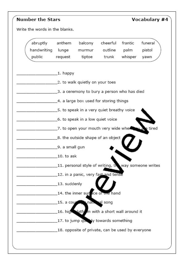 Lois Lowry "Number the Stars" worksheets | Made By Teachers