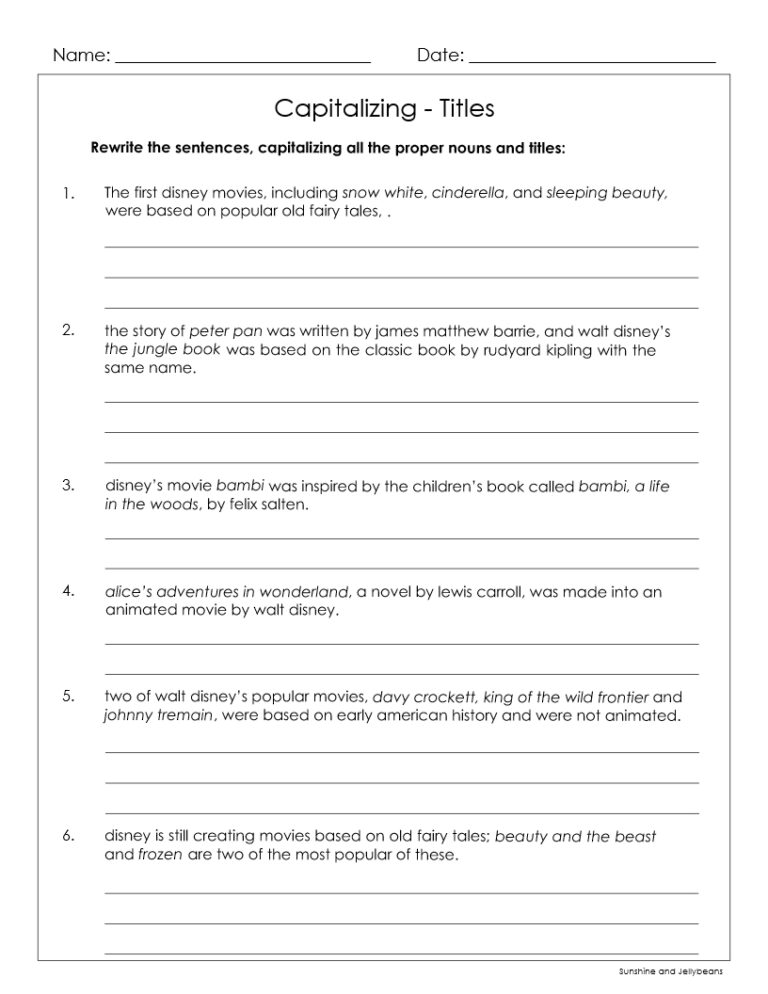 Capitalizing Titles - 3 Practice Worksheets - Grades 3-4-5 - Google ...