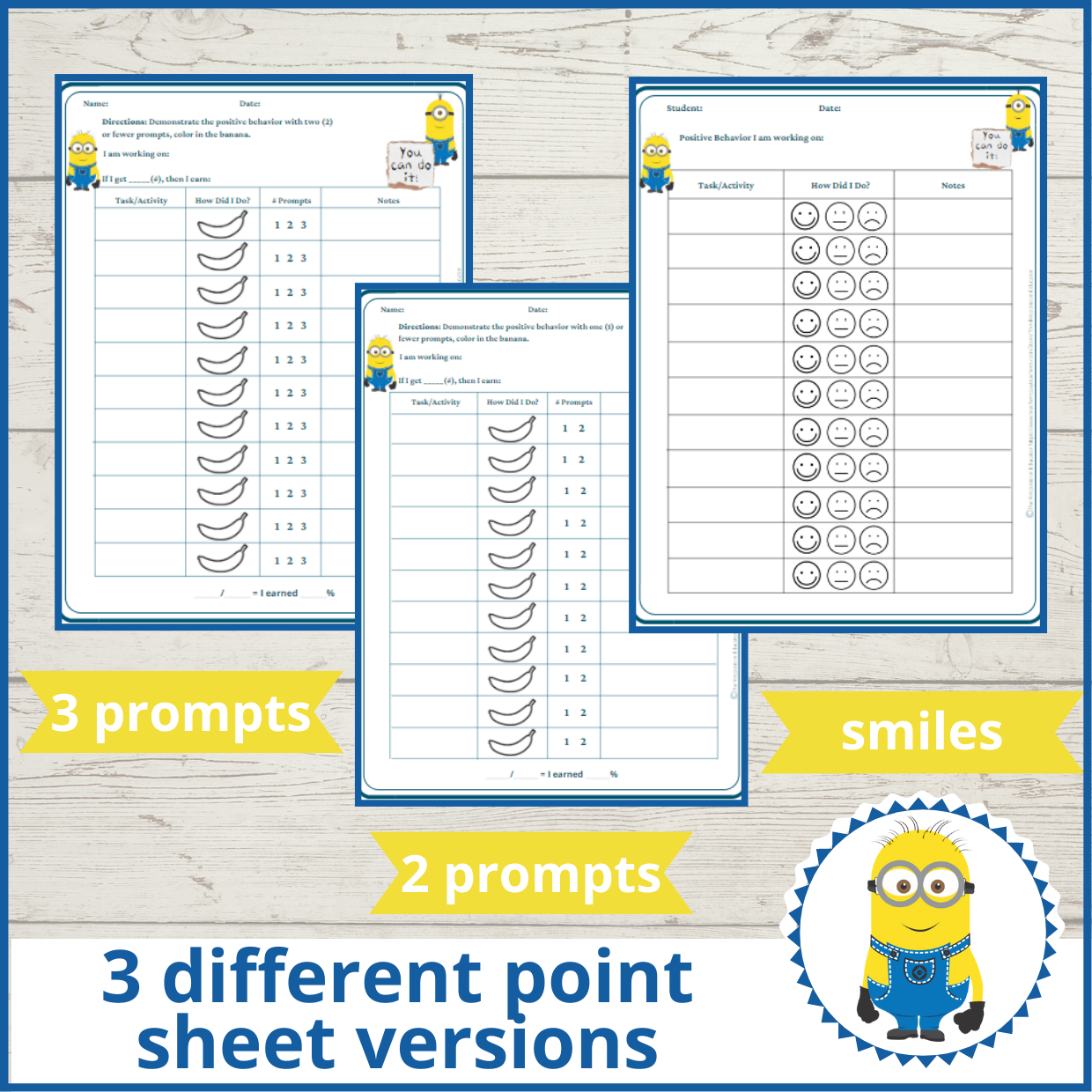 Point Sheet for Behavior- Minions | Made By Teachers
