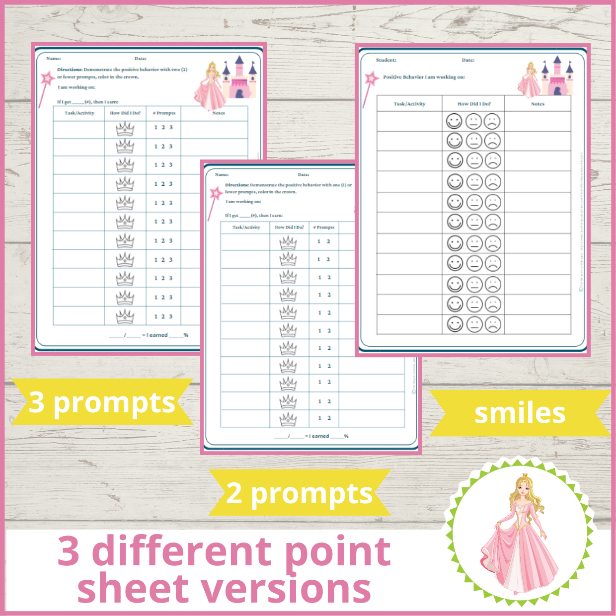 Point Sheet for Behavior- Princess (1) | Made By Teachers