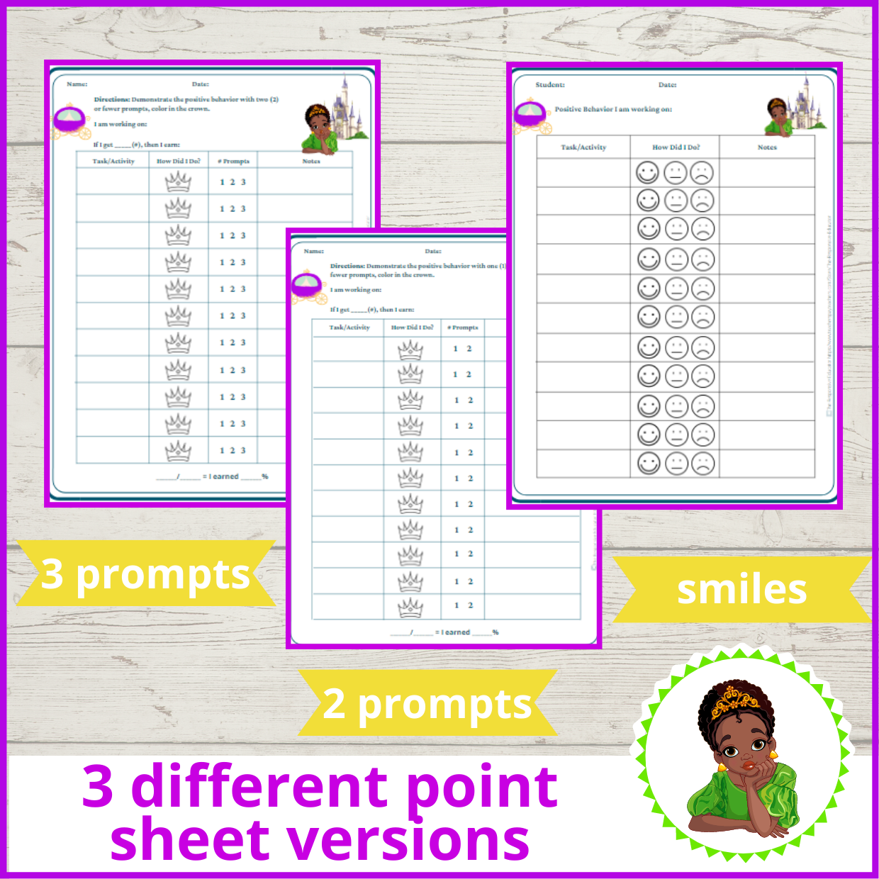 Point Sheet for Behavior- Princess (2) | Made By Teachers