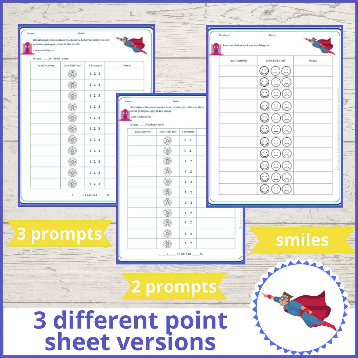 Point Sheet for Behavior- Superheroes | Made By Teachers