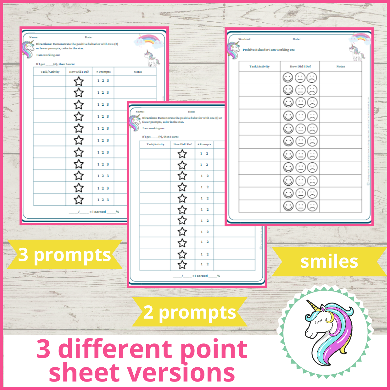 Point Sheet for Behavior- Unicorns | Made By Teachers