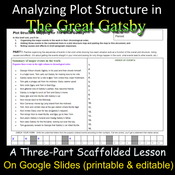 THE GREAT GATSBY: Mapping & Analyzing Plot Structure (three-part lesson ...