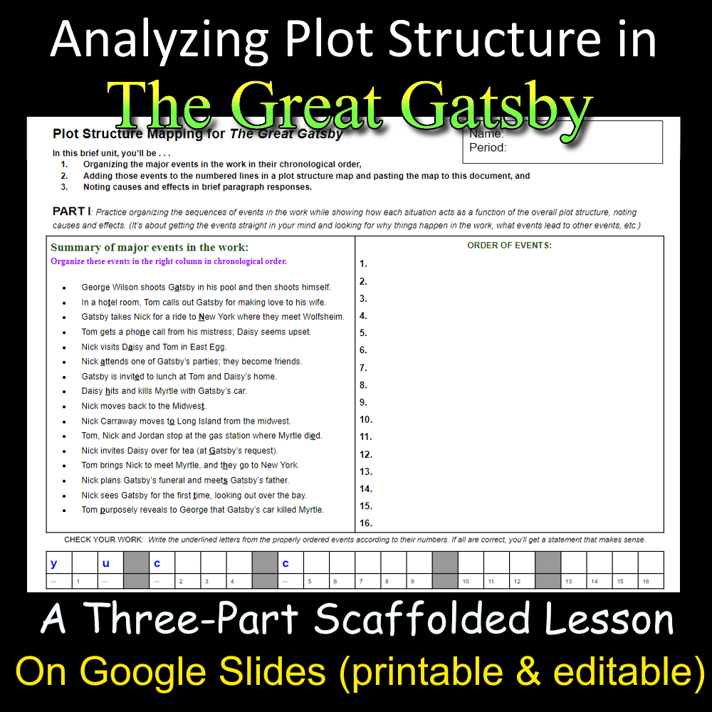 THE GREAT GATSBY: Mapping & Analyzing Plot Structure (three-part lesson ...