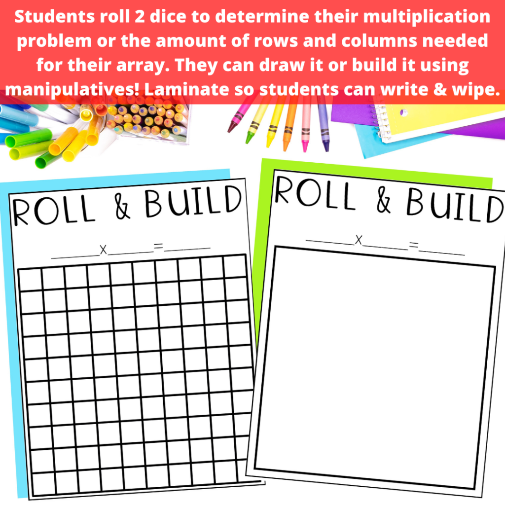 Multiplication Arrays - Roll And Build Arrays - Multiplication Practice ...