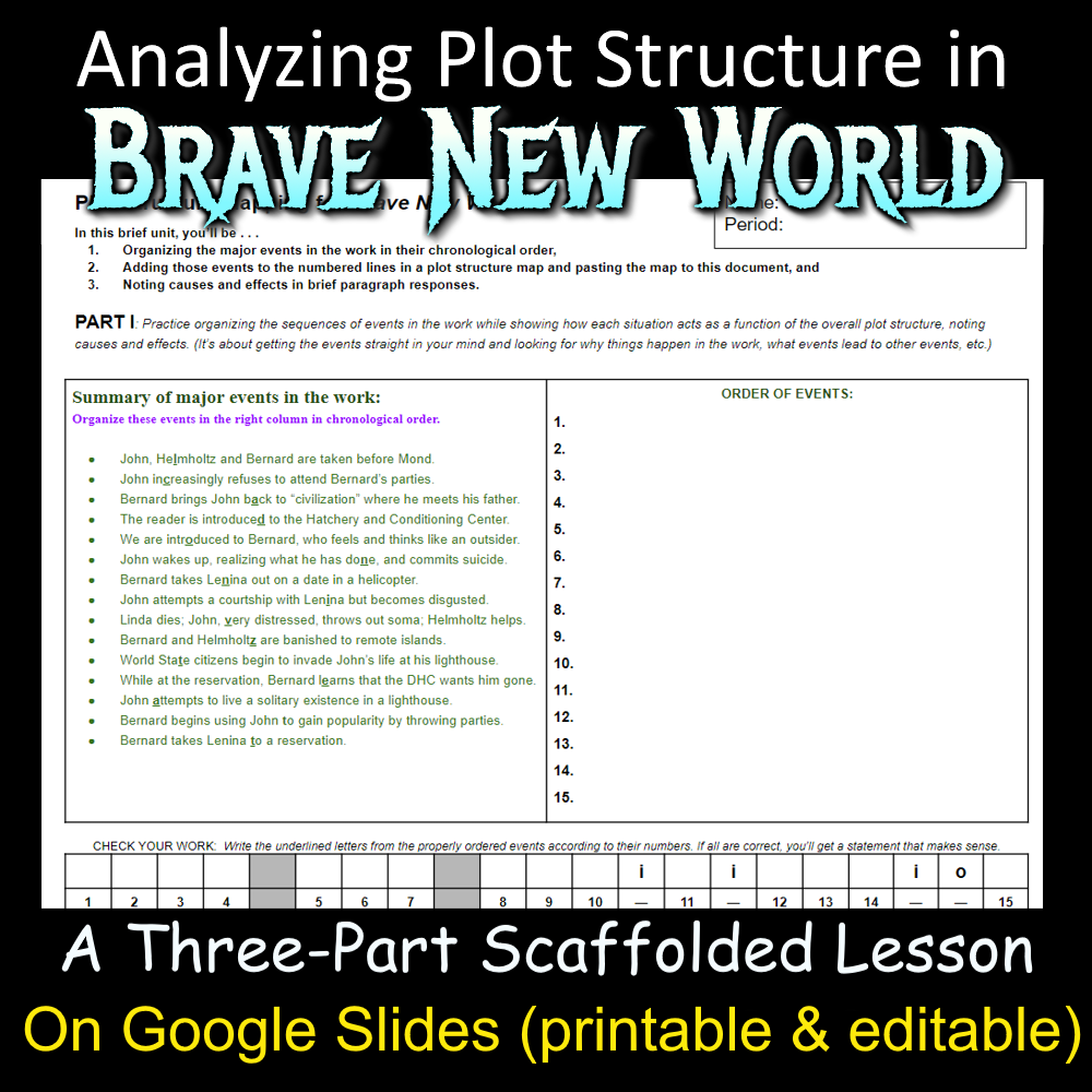 BRAVE NEW WORLD - Mapping & Analyzing Plot Structure (three-part lesson ...