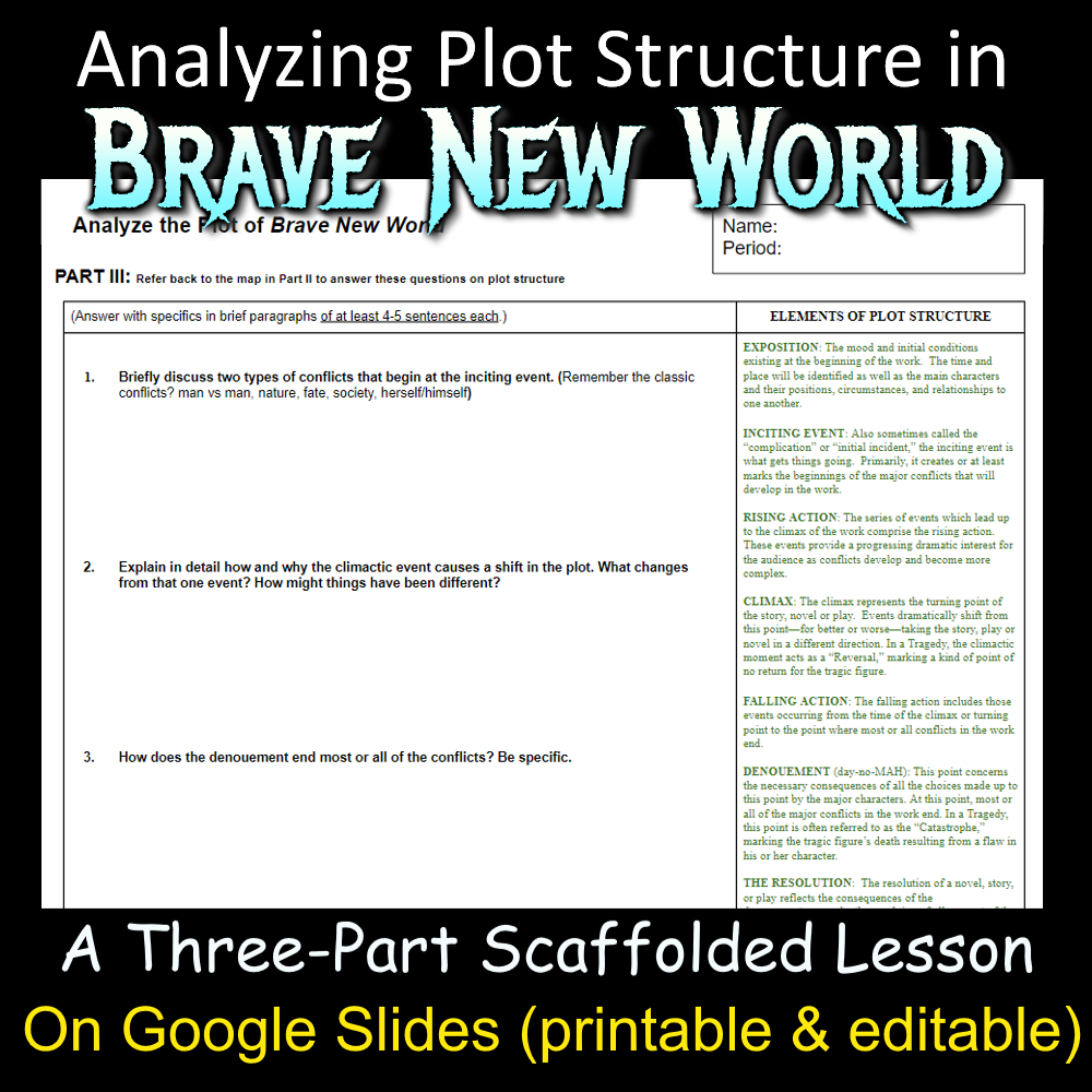 BRAVE NEW WORLD - Mapping & Analyzing Plot Structure (three-part lesson) NO PREP | Made By Teachers
