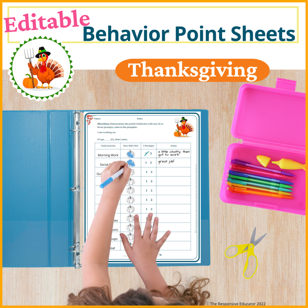 Point Sheet for Behavior- Thanksgiving | Made By Teachers