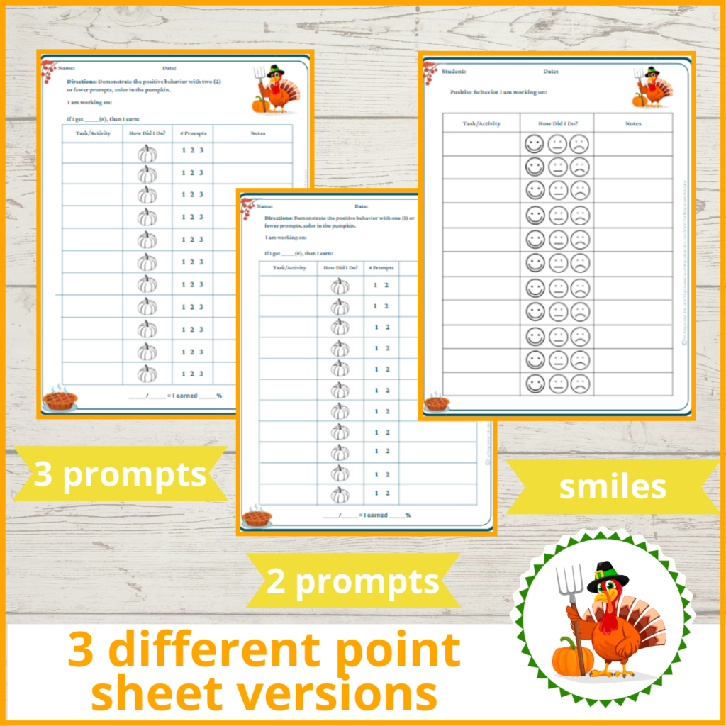 Point Sheet for Behavior- Thanksgiving | Made By Teachers