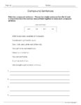 Compound Sentences and Conjunctions - 4 worksheets - Grades 1-2 - CCSS ...