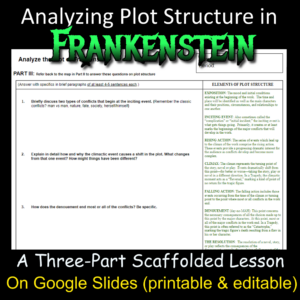 FRANKENSTEIN: Mapping & Analyzing Plot Structure (lesson, worksheets ...