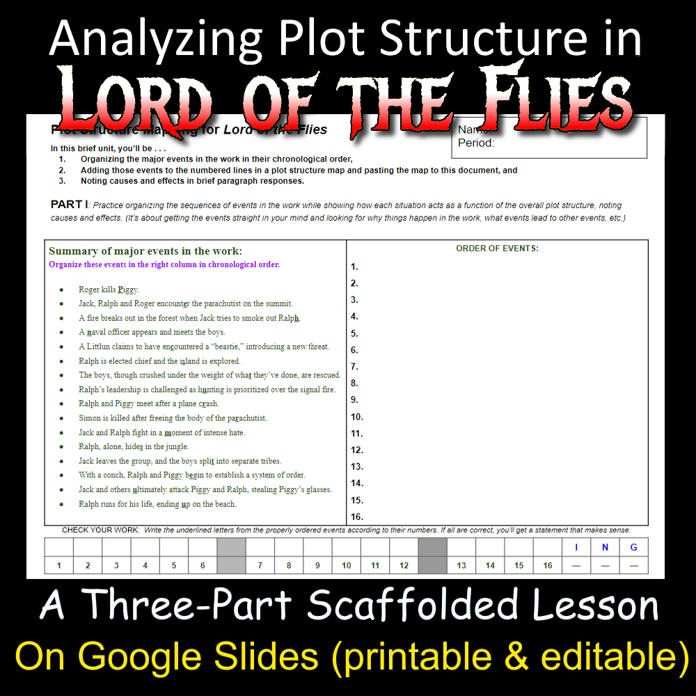 LORD OF THE FLIES Mapping & Analyzing Plot Structure (3-Part Lesson ...