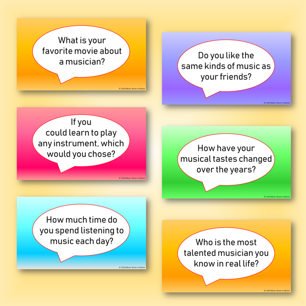 Music WRITING PROMPTS and CONVERSATION STARTERS for Middle and High ...